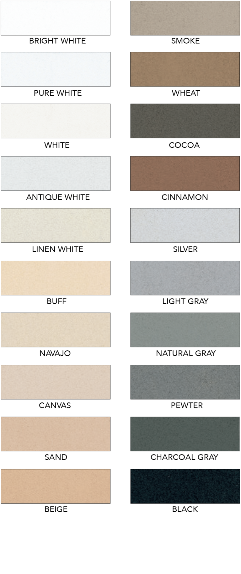 Grout colourant colour chart | Hamilton's Cleaning